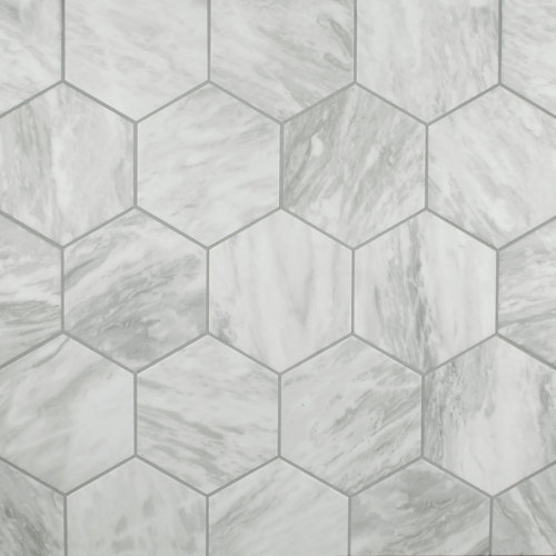 Merola Tile Classico Bardiglio Hex 7" x 8" Porcelain Stone Look Wall ...