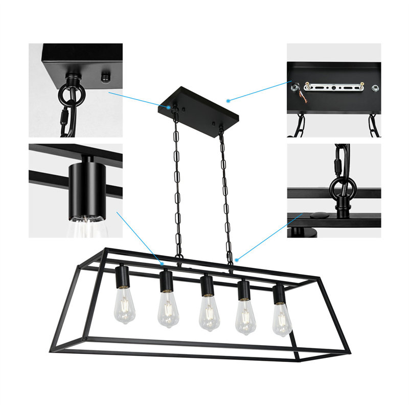 Gracie Oaks Doffin Modern Kitchen Island 5 Light & Reviews | Wayfair