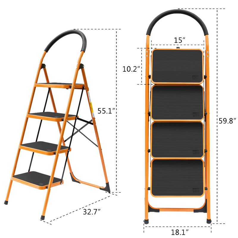 WFX Utility™ Como Big Step 4.9 ft Iron Step Ladder with 300 lb. Load ...