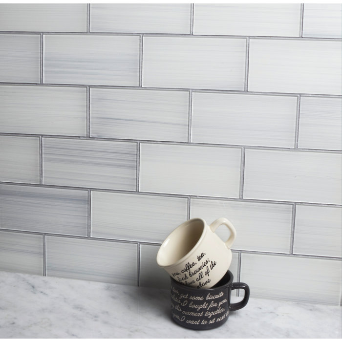 WS Tiles Hand Painted Series 3" x 6" Glass Peel & Stick Subway Tile ...