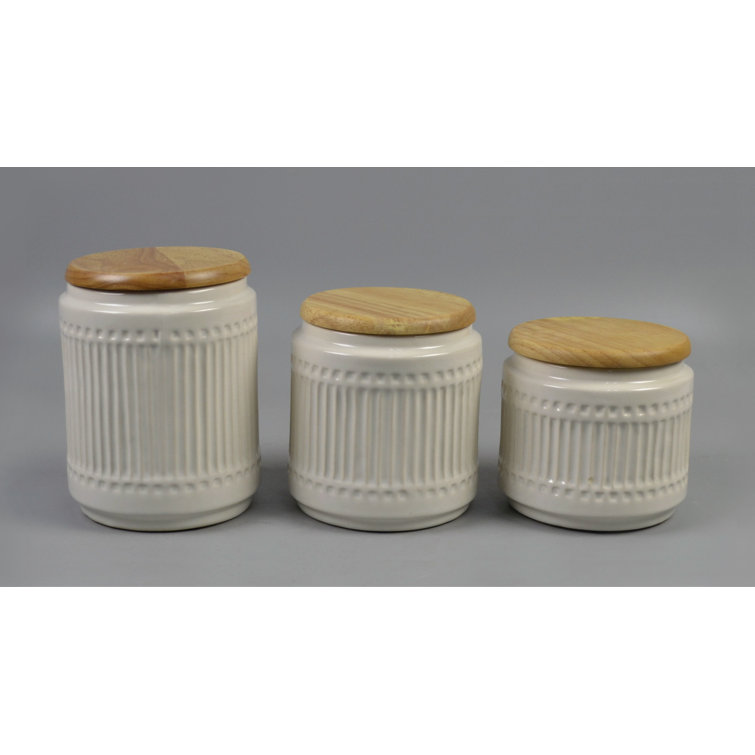 Gracie Oaks Ribbed 3 Piece Kitchen Canister Set & Reviews | Wayfair