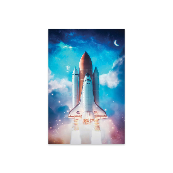 Latitude Run® Rocket Launch Crescent Moon by - Unframed Graphic Art ...