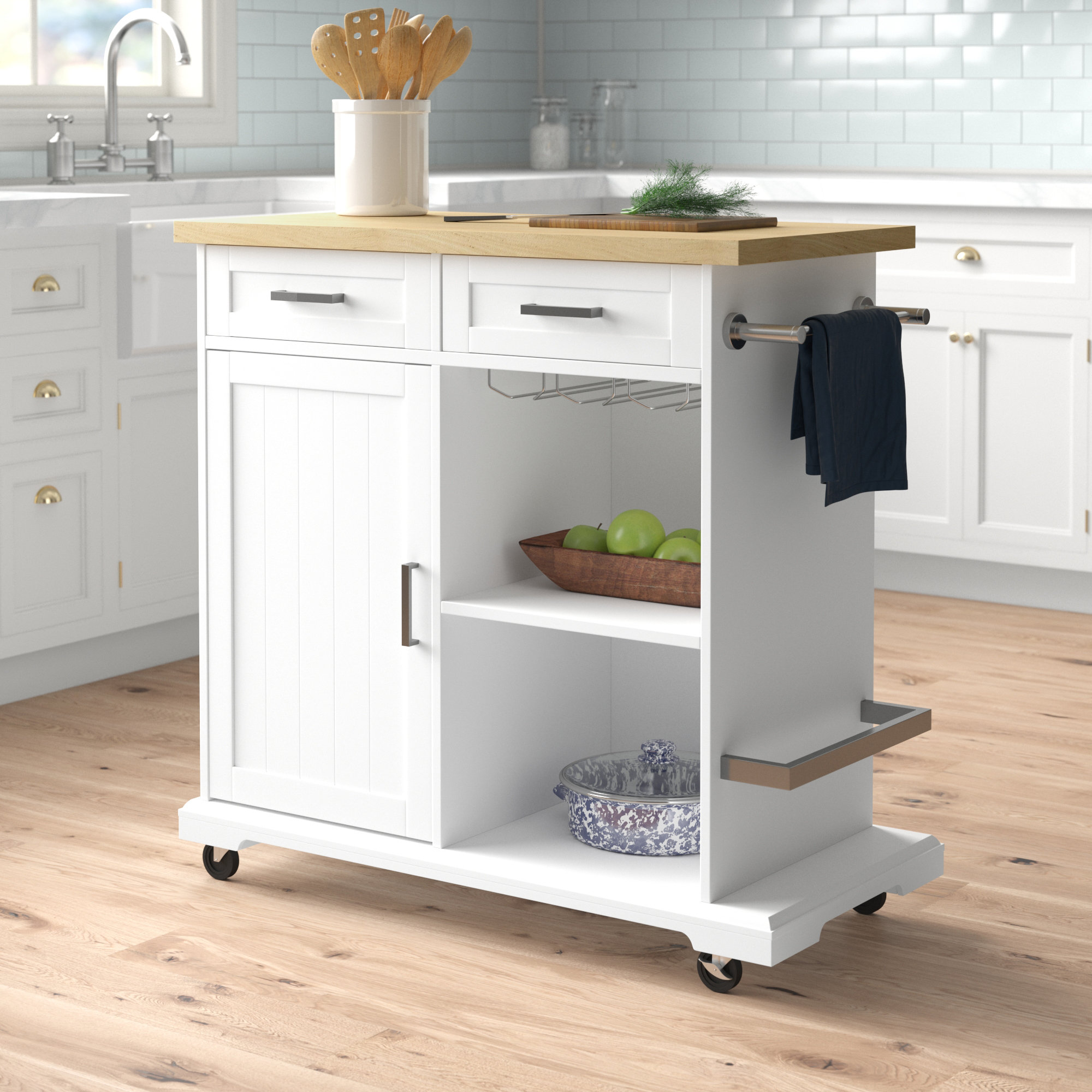 Three Posts™ Hanner Wood Kitchen Island | Wayfair