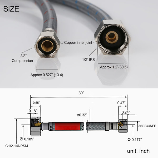 WOWOW Faucet Supply Lines, Bathroom Kitchen Faucet Connector Braided ...