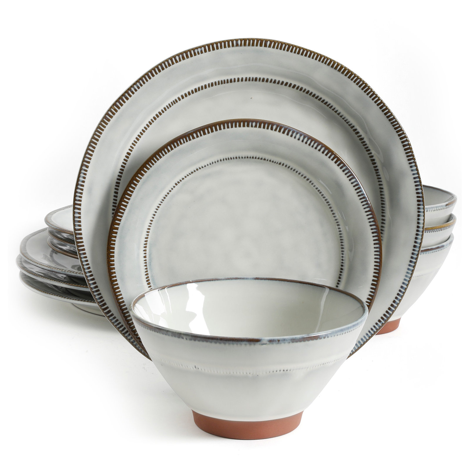 Union Rustic Aeris Earthenware Dinnerware Set - Service for 4 & Reviews ...