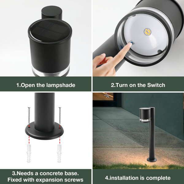 inowel Solar Outdoor Light Solar Pathway Light Wireless LED Tall Street ...