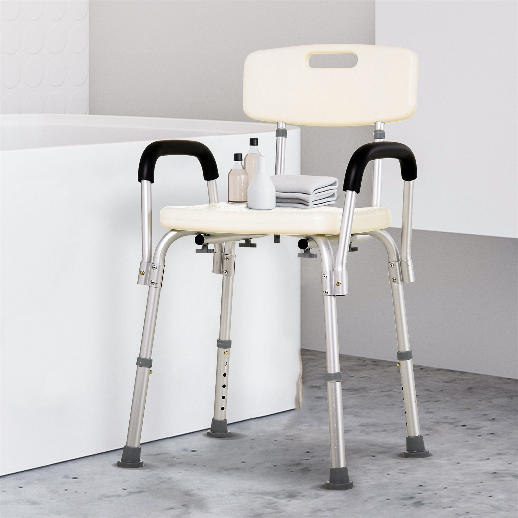 Belfry Bathroom Adjustable Shower Bench With Adjustable Back And ...