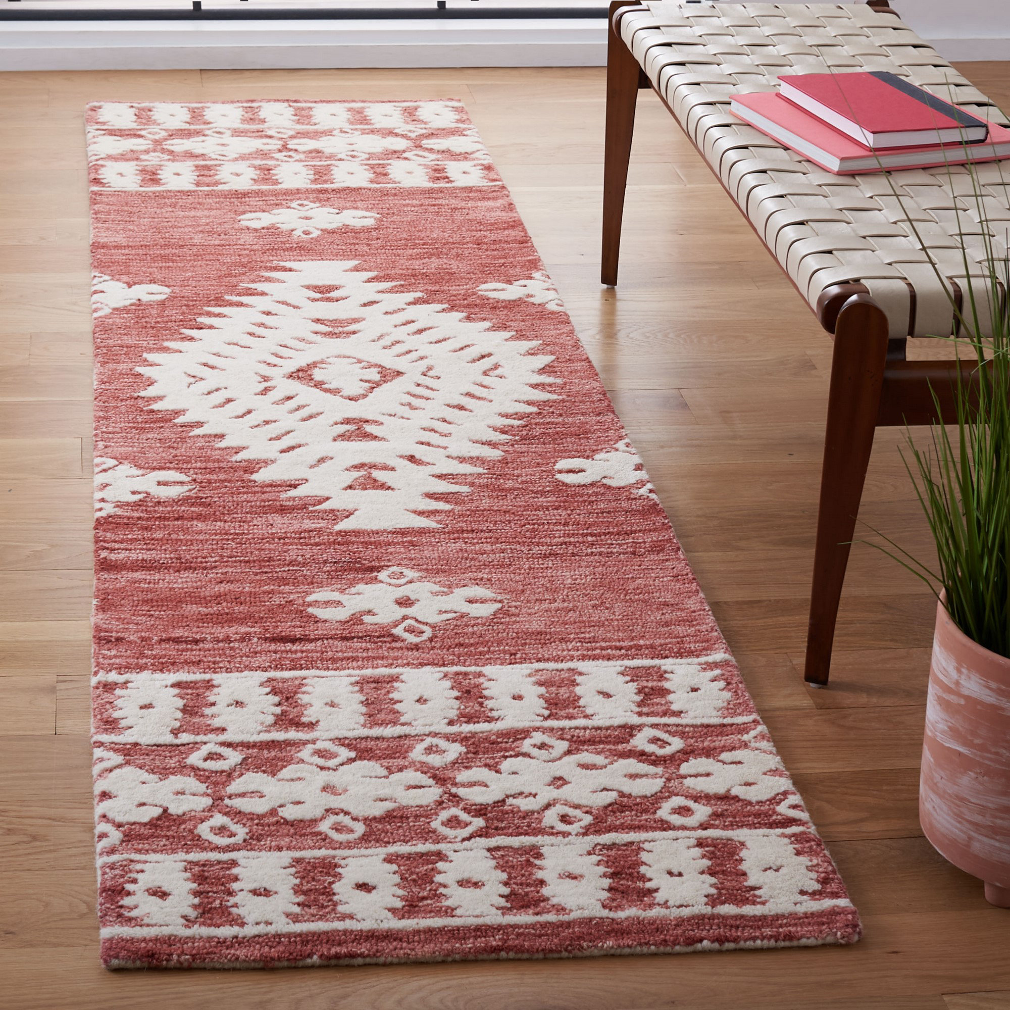 Dakota Fields Handmade Wool Rust Rug | Wayfair