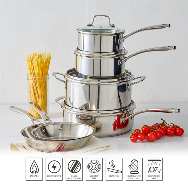 Martha Stewart 10 - Piece Stainless Steel Cookware Set & Reviews | Wayfair