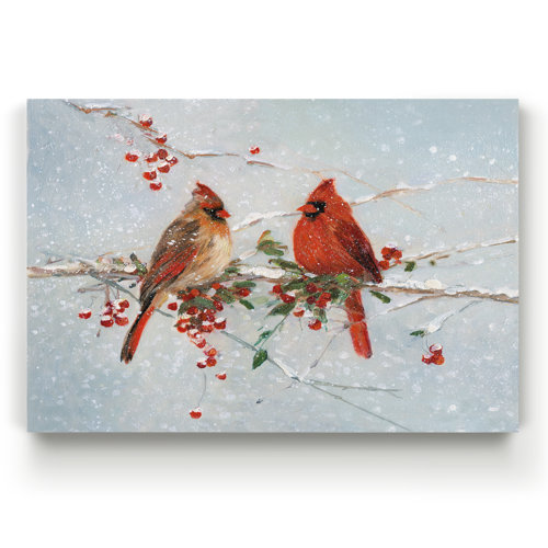 The Holiday Aisle® Cardinals In Winter - Wrapped Canvas Print & Reviews ...