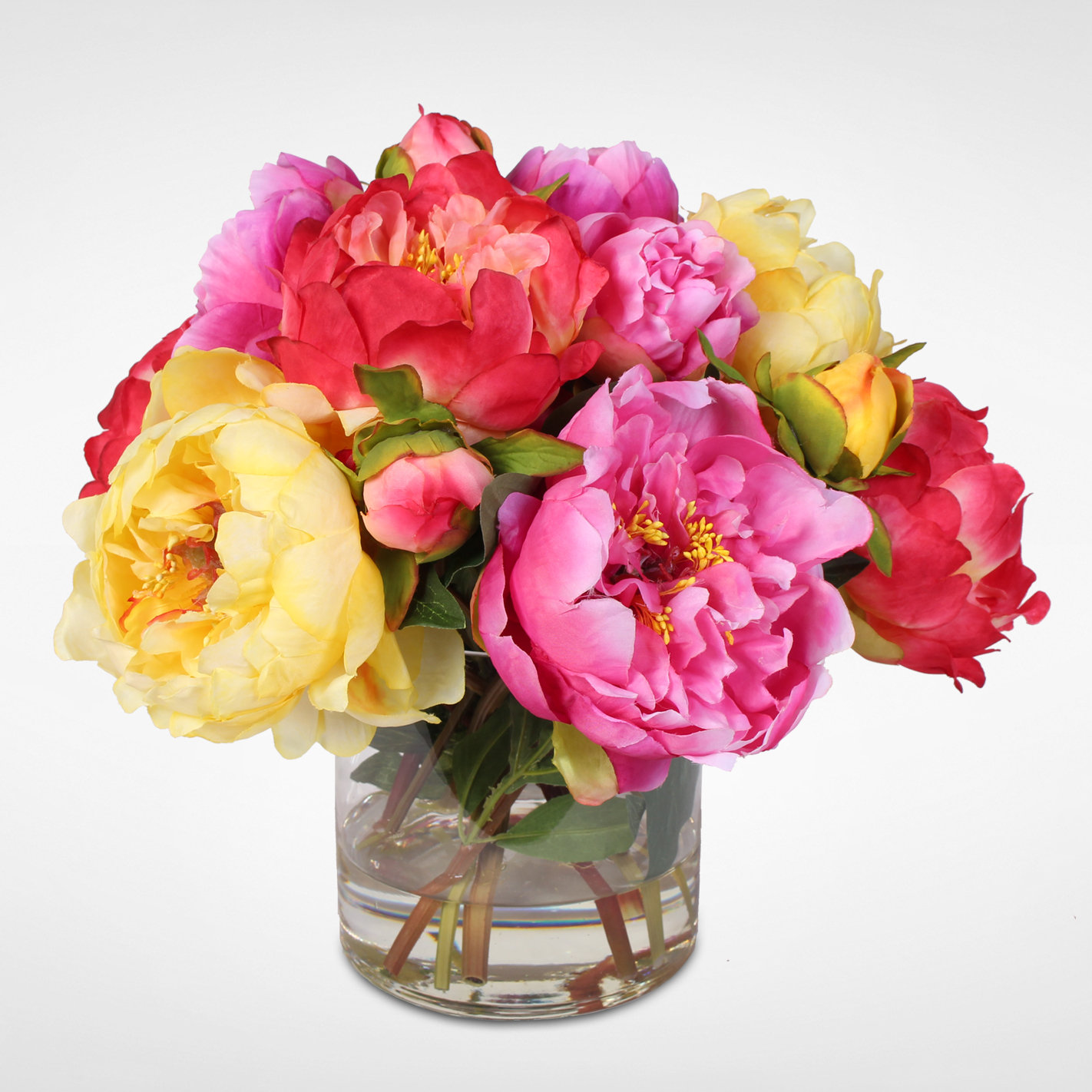 Rosdorf Park Handmade Silk French Peonies Floral Arrangement in Vase ...