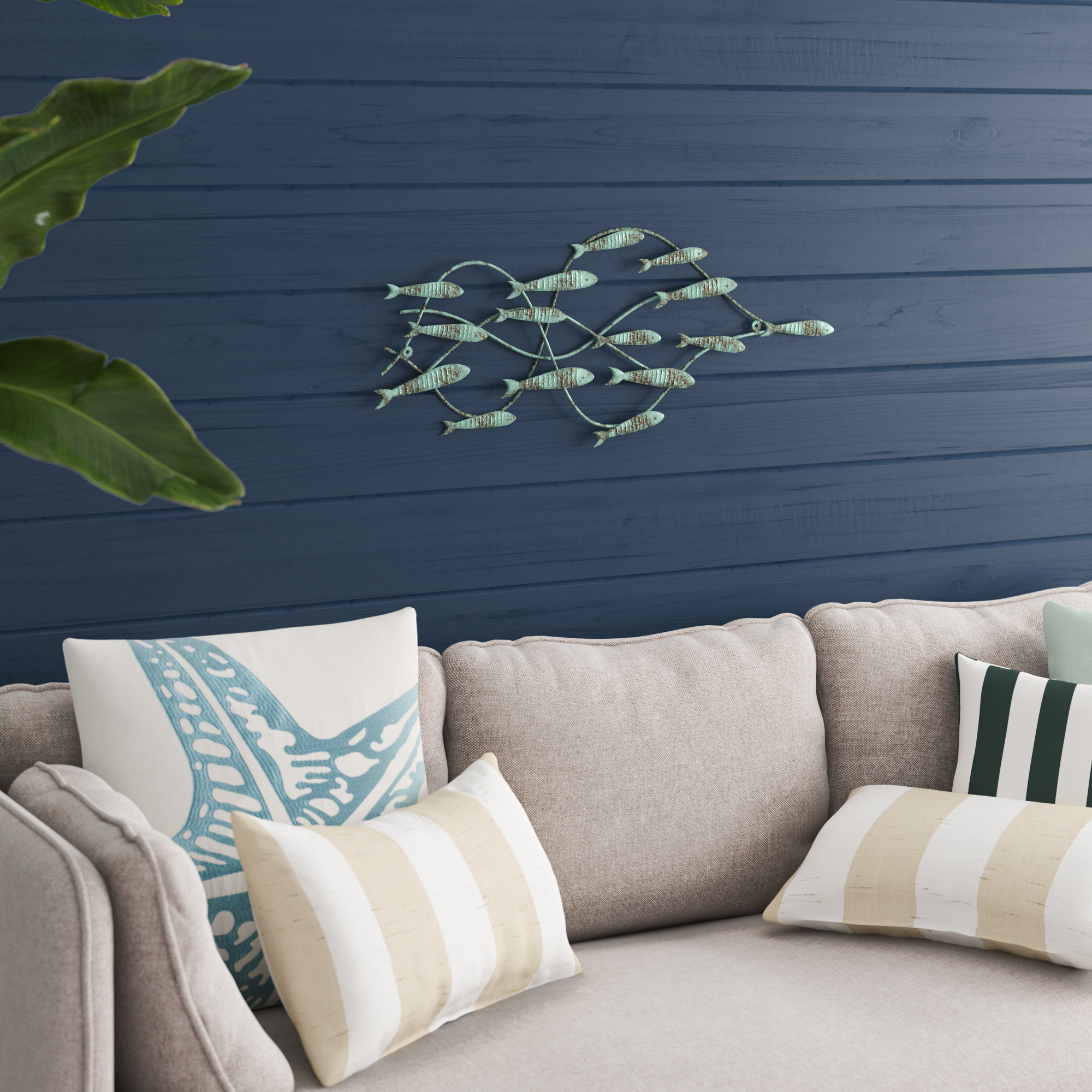 Breakwater Bay Decorative Distressed Iron School of Fish Widget Wall ...
