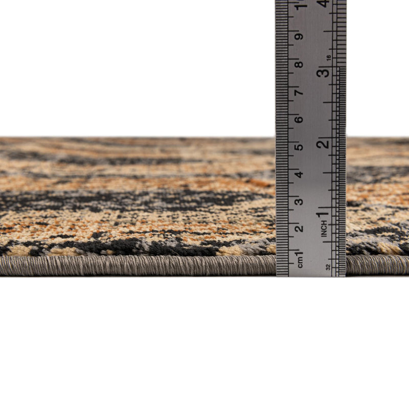 17 Stories Performance Brown/Gray Rug | Wayfair