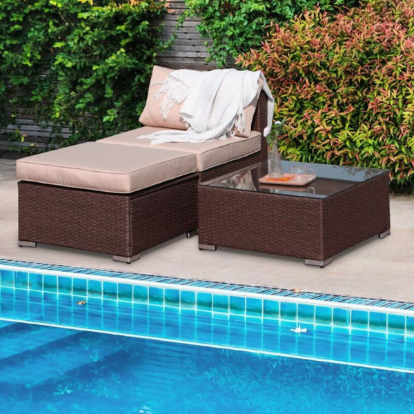 Latitude Run® Gue Patio Rattan Armless Chair With Table | Wayfair