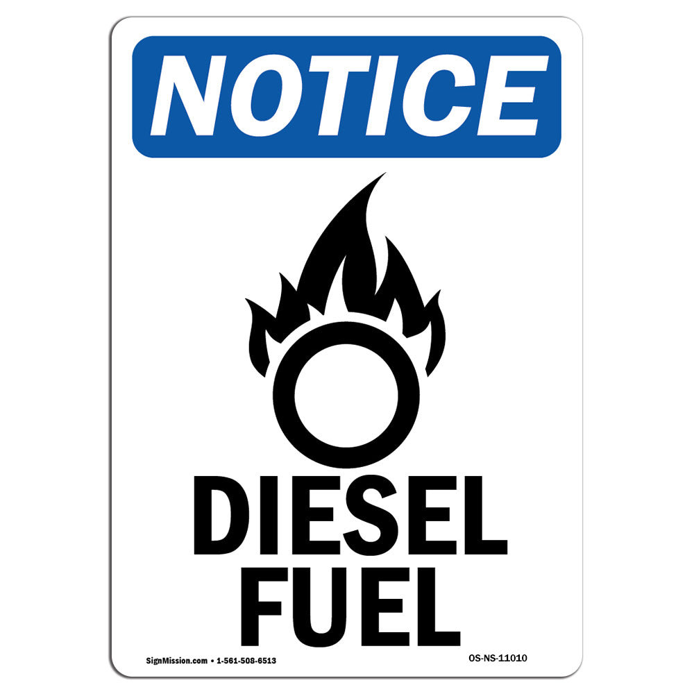 SignMission OSHA Notice - Diesel Fuel Sign With Symbol | Heavy Duty ...