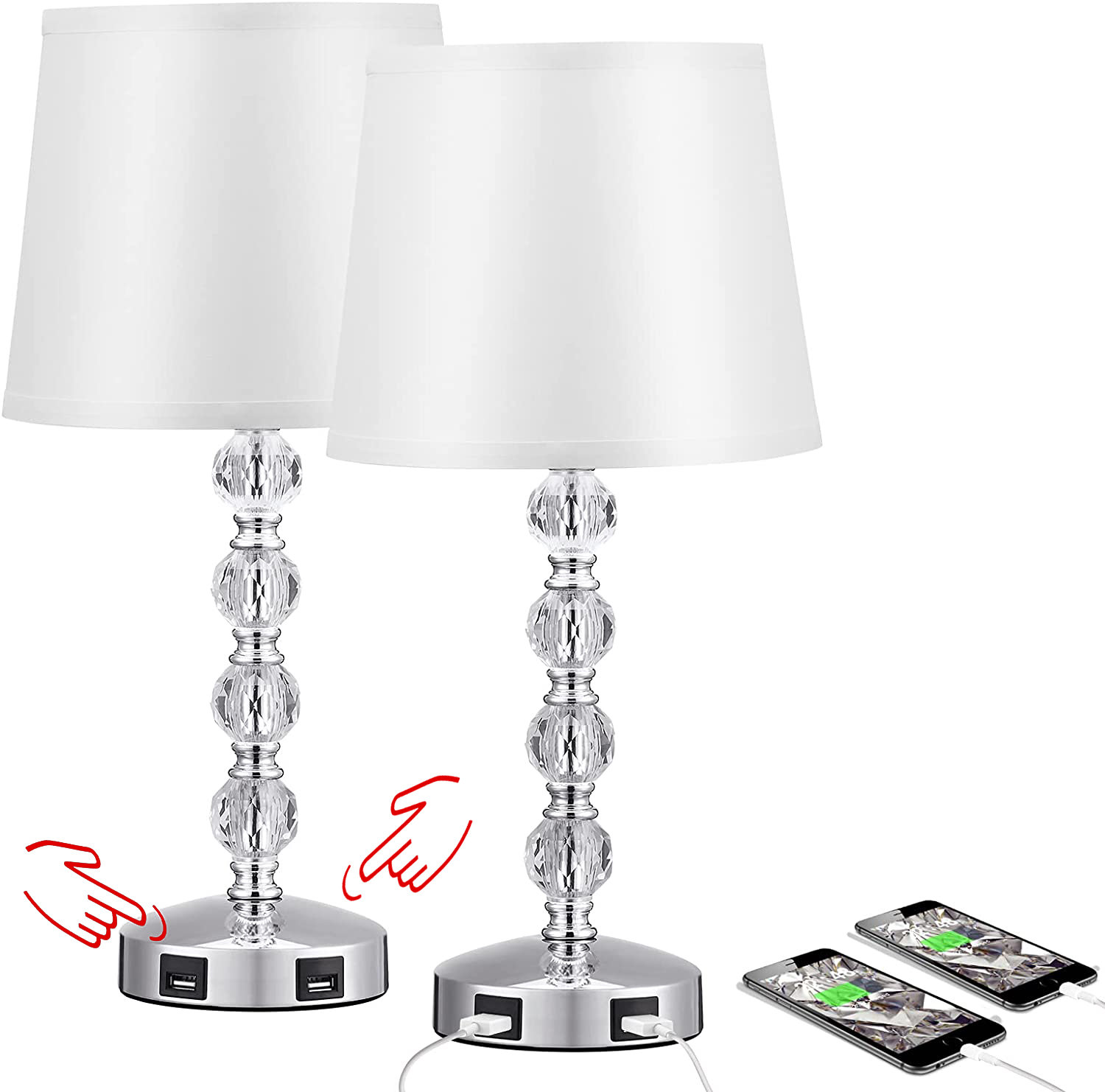 House of Hampton® Deborha Fabric USB Table Lamp | Wayfair