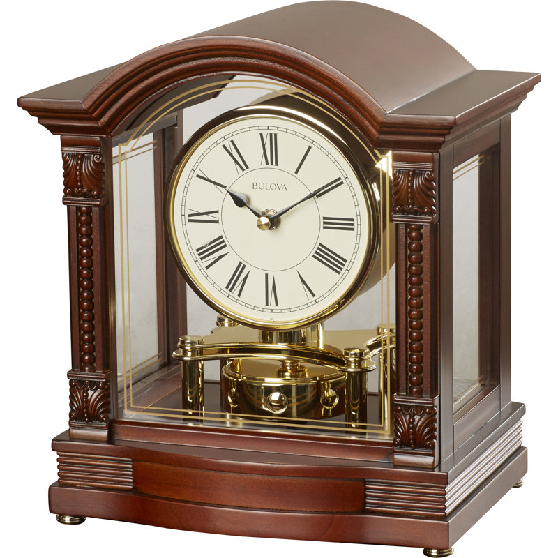 Astoria Grand Traditional Analog Wood Tabletop Clock in Dark Wood ...