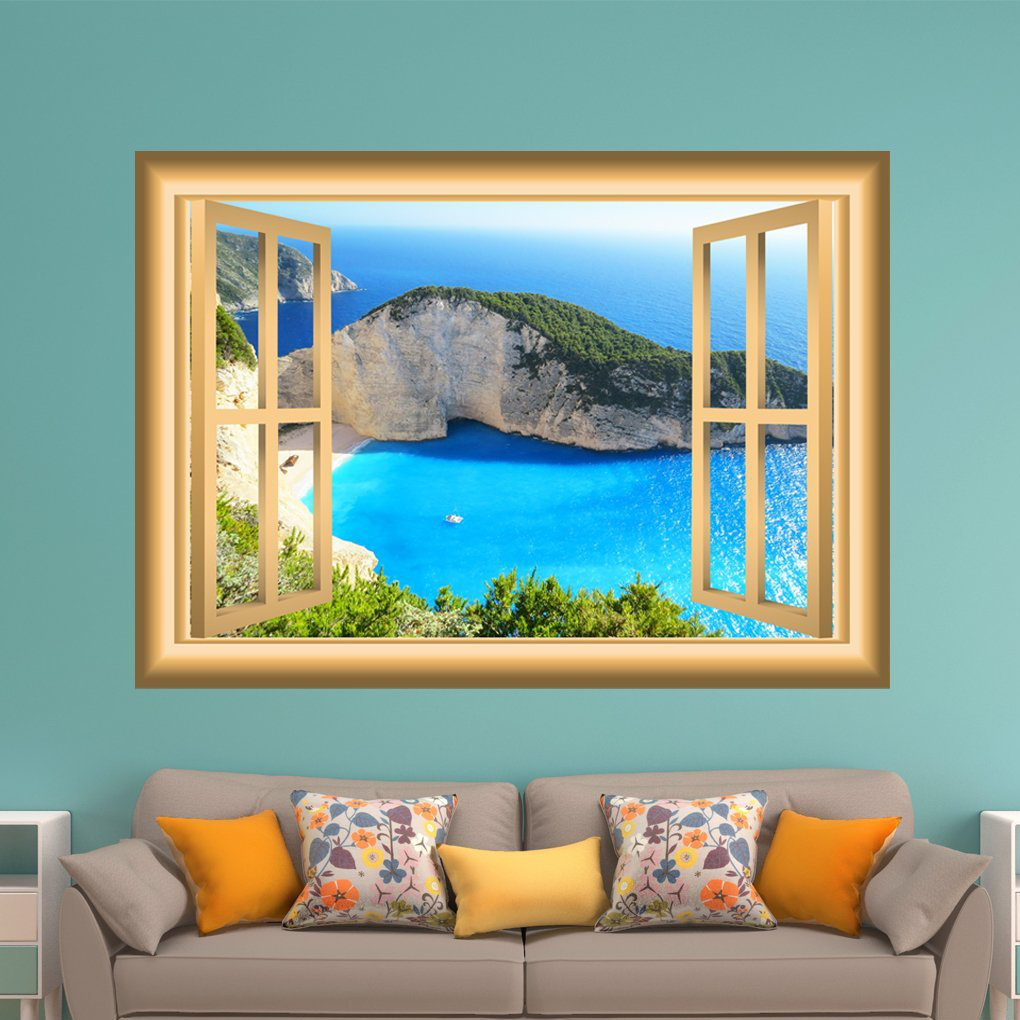 East Urban Home Ocean View Window Nature Scene Wall Decal | Wayfair