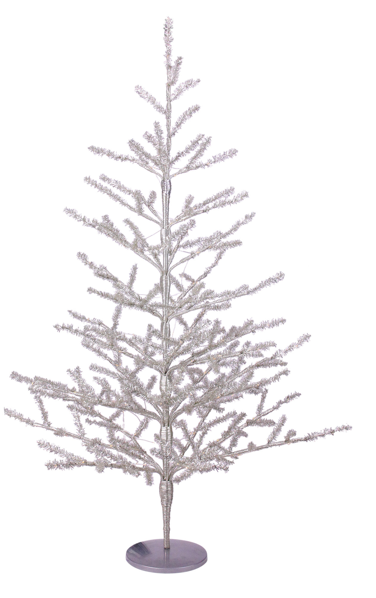 Northlight 3' Pre-Lit LED Silver Tinsel Twig Artificial Christmas Tree ...