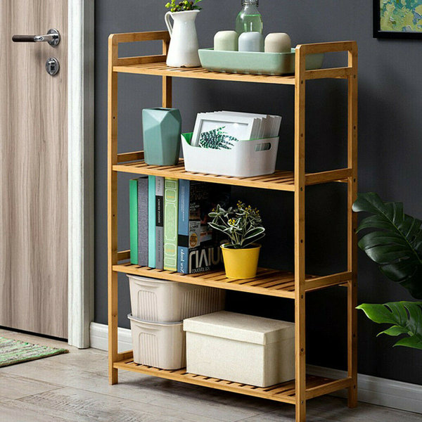 Rebrilliant Tall 4 Tier Bamboo Wood Storage Rack Kitchen Shelving ...