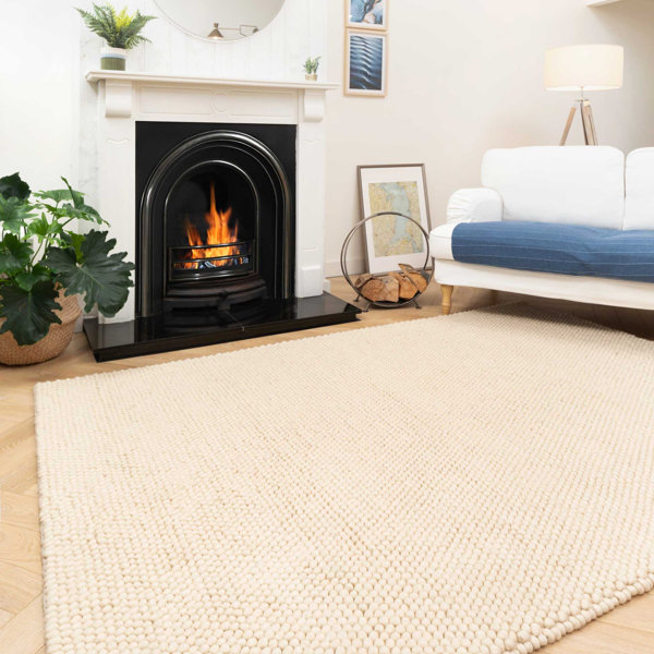 Highland Dunes Decoste Handwoven Cream Pebble Wool Rug | Wayfair.co.uk