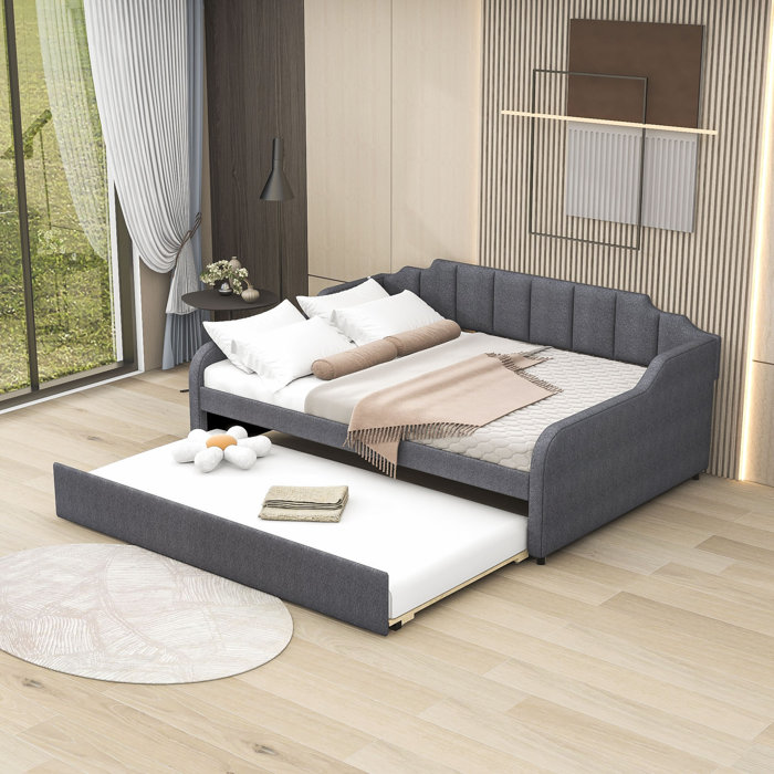 Wildon Home® Tania Upholstered Daybed with Trundle | Wayfair