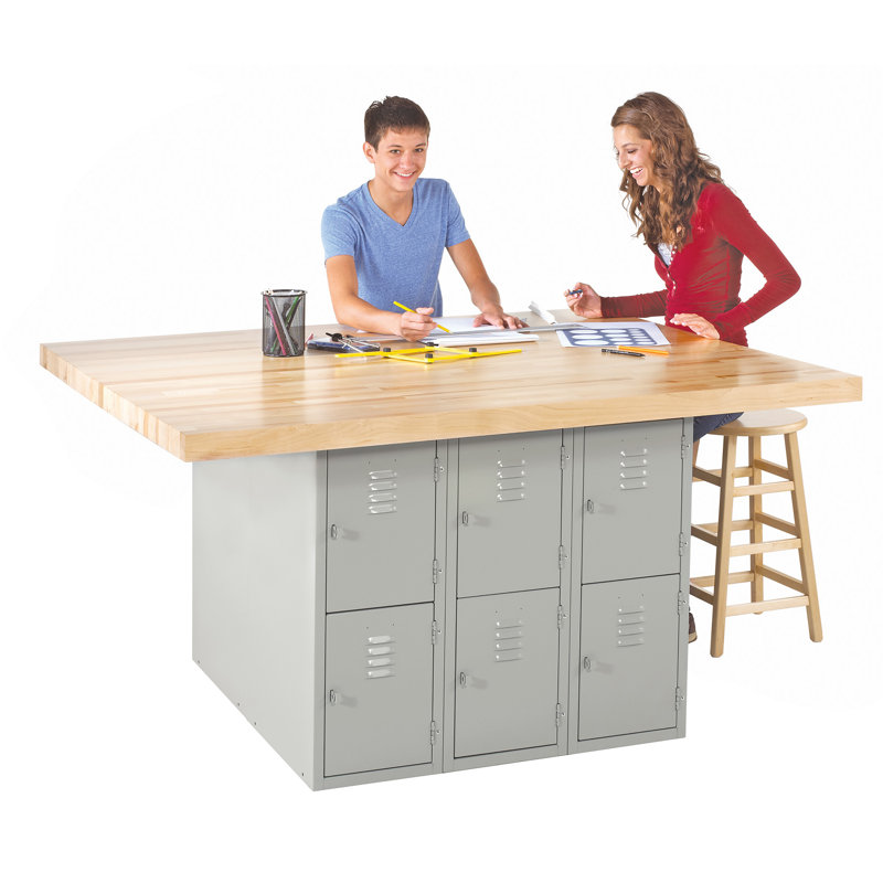 Shain Four Station 64"W Wood Top Workbench | Wayfair