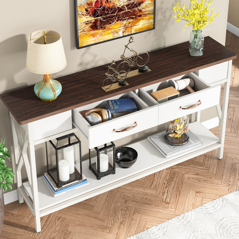 Breakwater Bay Grimball 71" Console Table with 2 Drawers, Long Sofa ...
