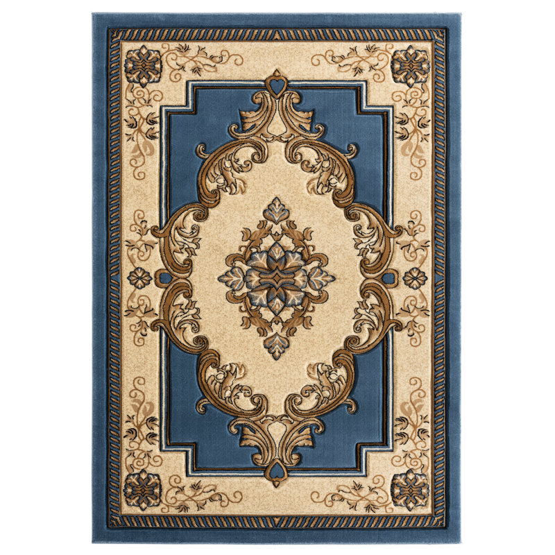 Astoria Grand Josephus Geometric Blue Area Rug & Reviews | Wayfair