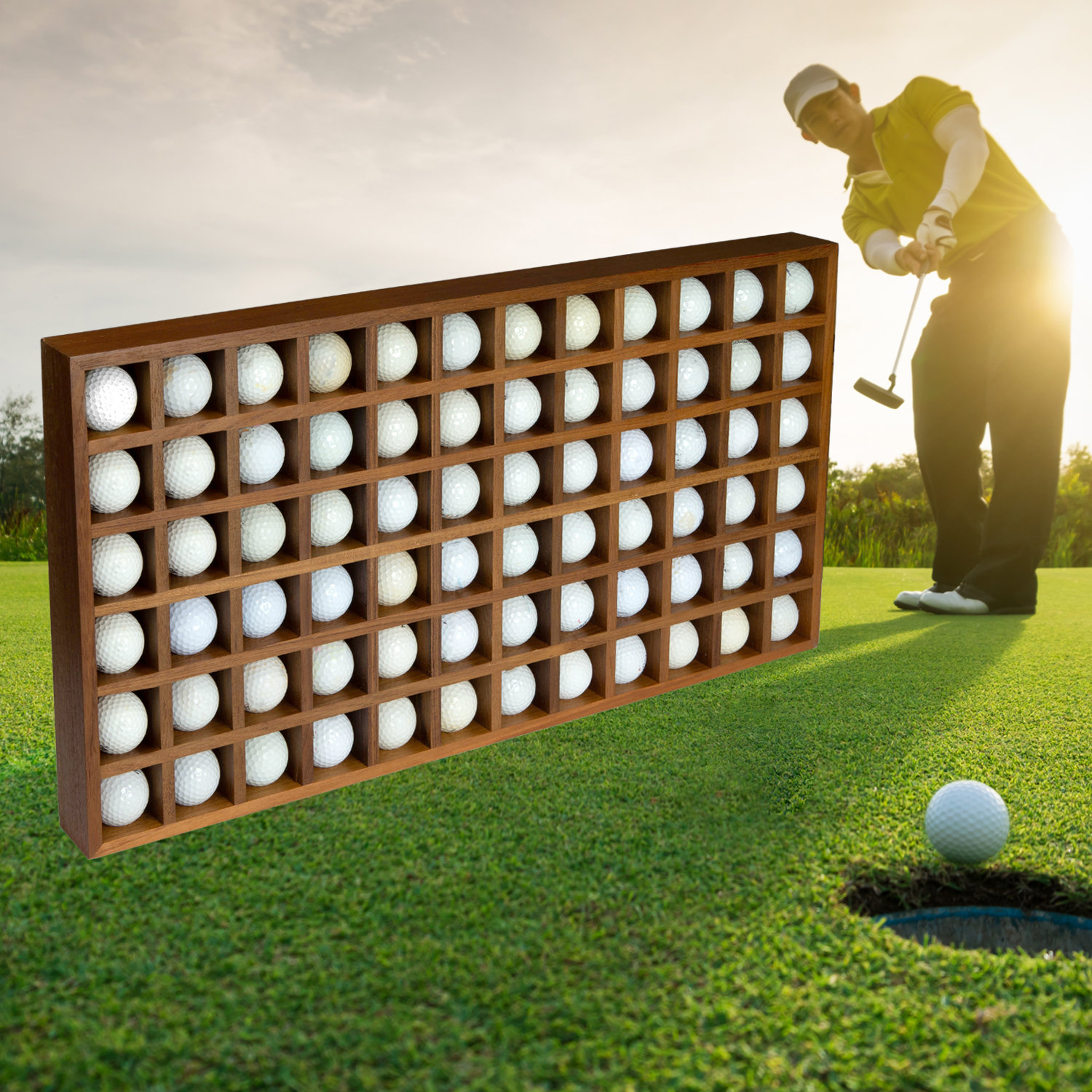 Madison Bay Trading Company Teak Wall Mount Golf Ball Rack | Wayfair