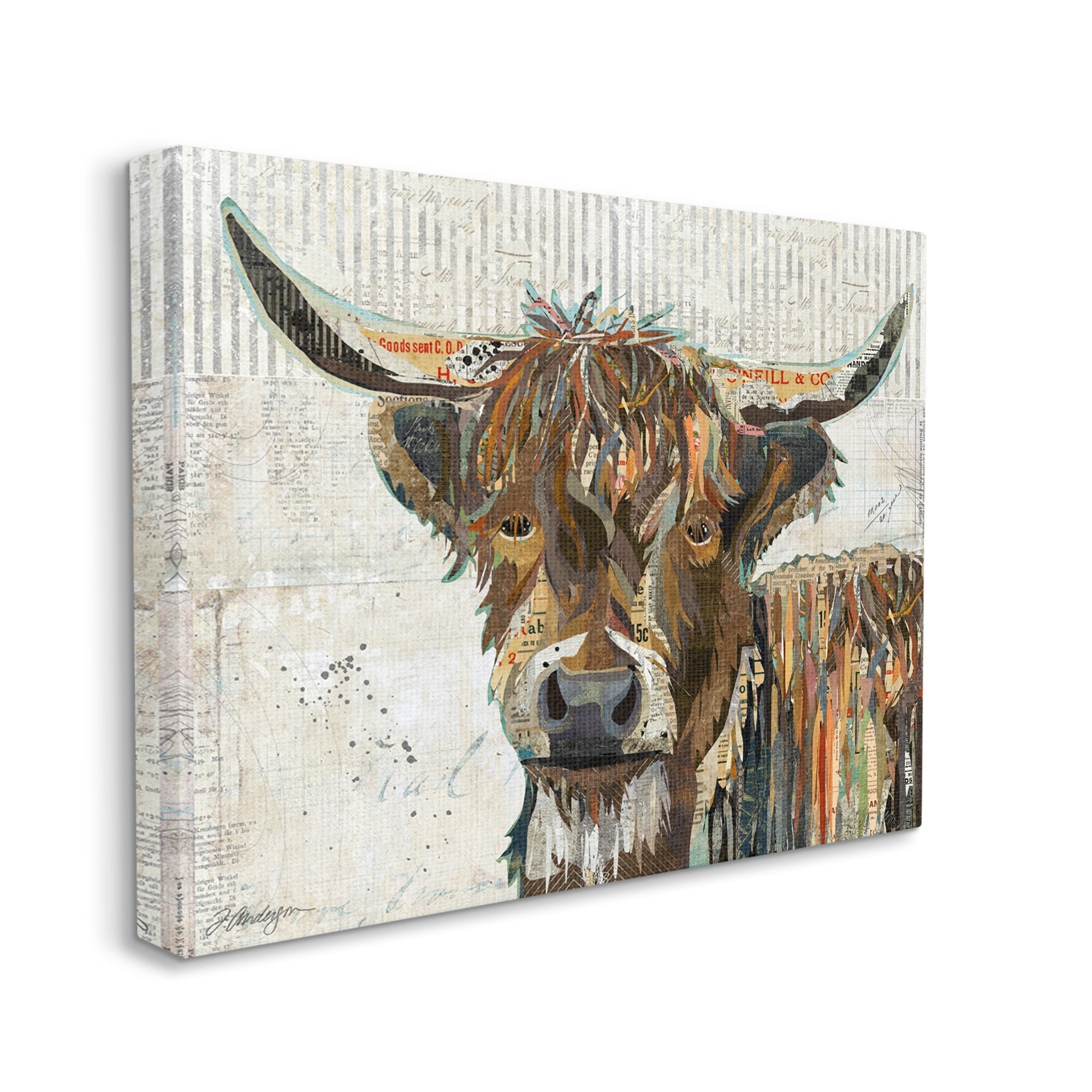 Stupell Industries Highland Cattle Cow Collage Portrait by - Wrapped ...