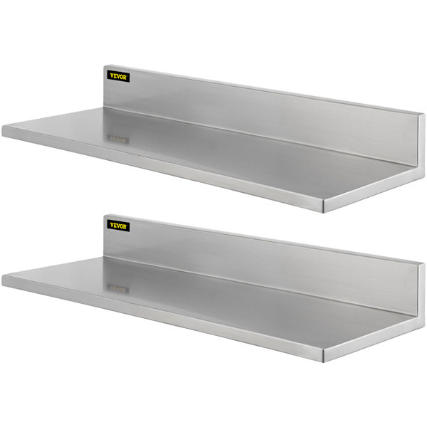 VEVOR 2 PCS Stainless Steel Wall Shelf, 44 Lbs Load Heavy Duty ...