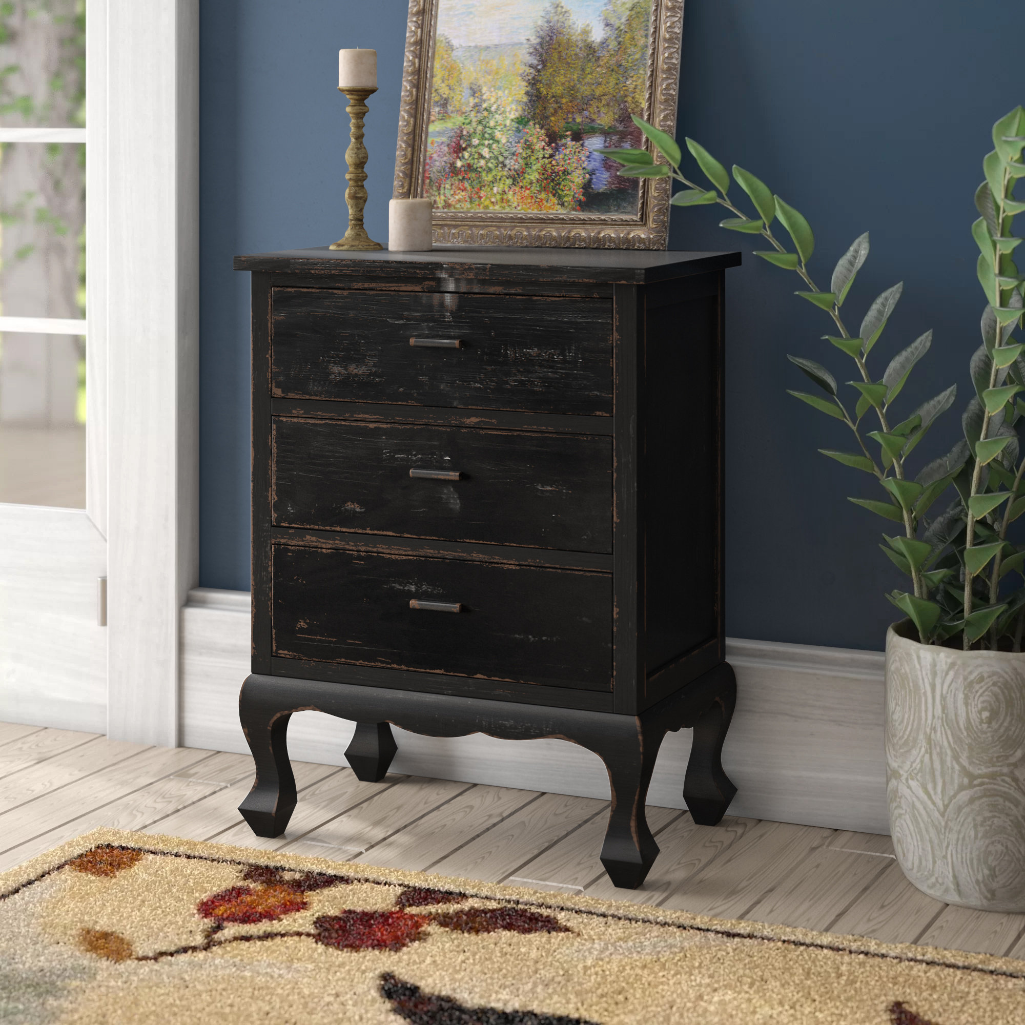 Charlton Home® Sachiko 29.25'' Tall Solid Wood 3 - Drawer Accent Chest ...
