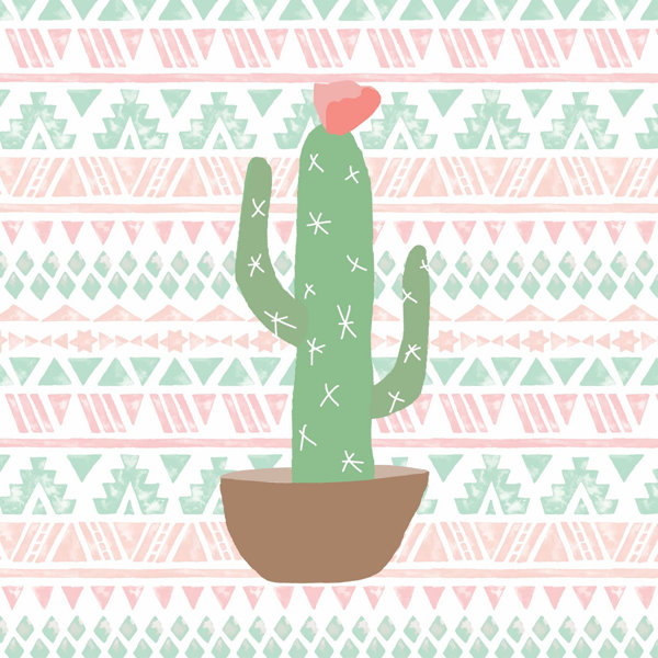 Latitude Vive Aztec Pattern Plus Cacti - Wrapped Canvas Graphic Art ...