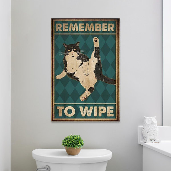 Winston Porter Remember To Wipe Cat 2 - Wrapped Canvas Graphic Art ...