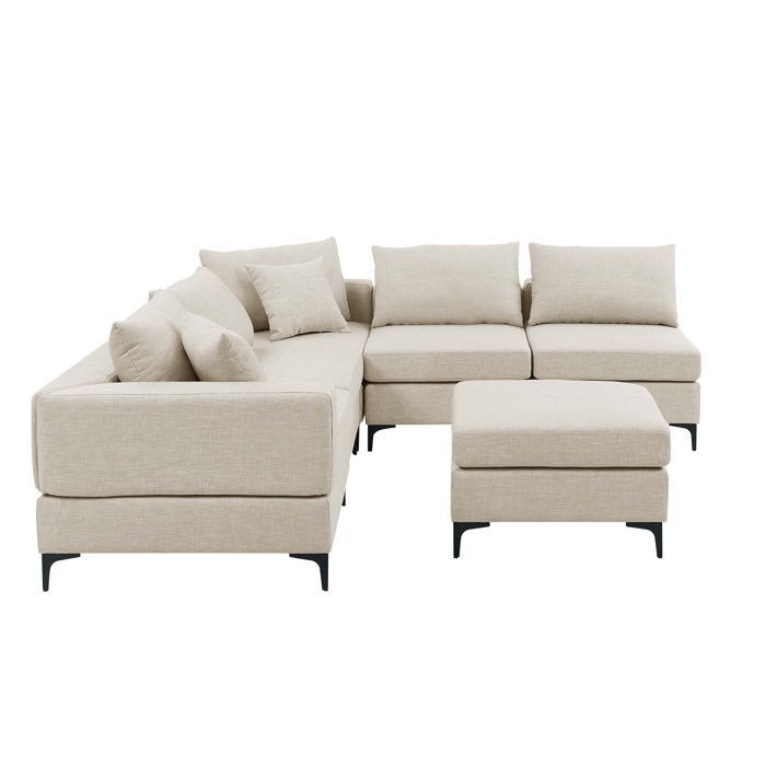 Wade Logan® 6 - Piece Upholstered Sectional & Reviews | Wayfair