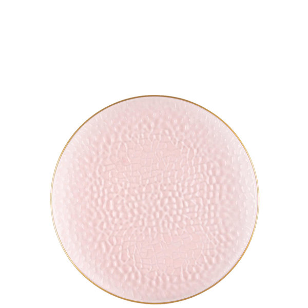 Ecoquality 7 Inch Round Hammered Translucent Pink Plates With Gold Rim ...
