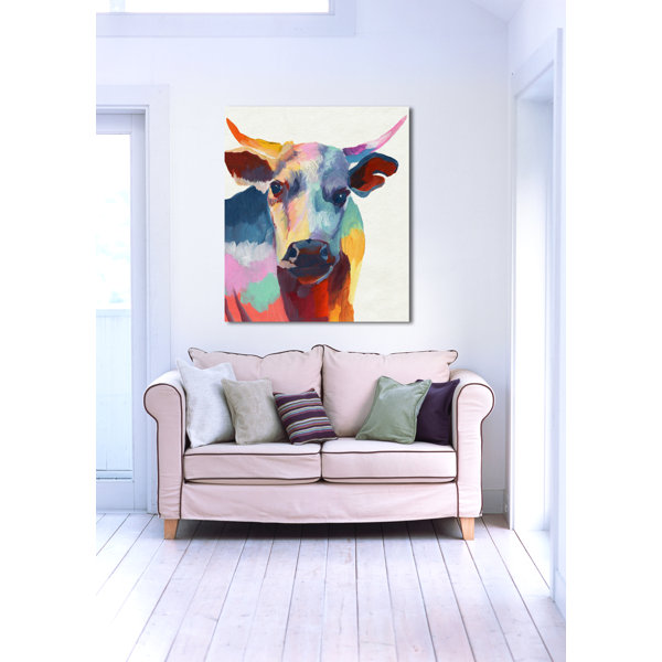 Latitude Run® Cow Wow - Wrapped Canvas Painting | Wayfair