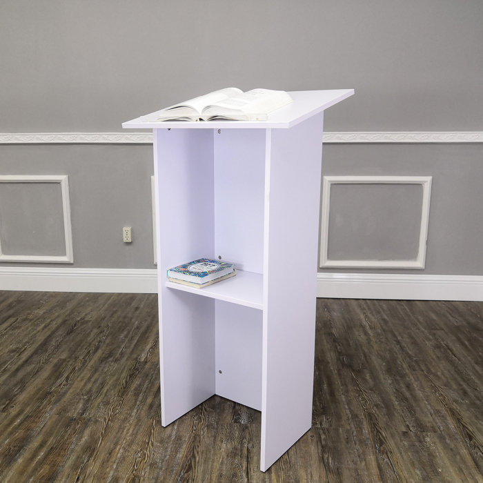 FixtureDisplays White MDF Wood Podium Church Pulpit School Lectern ...