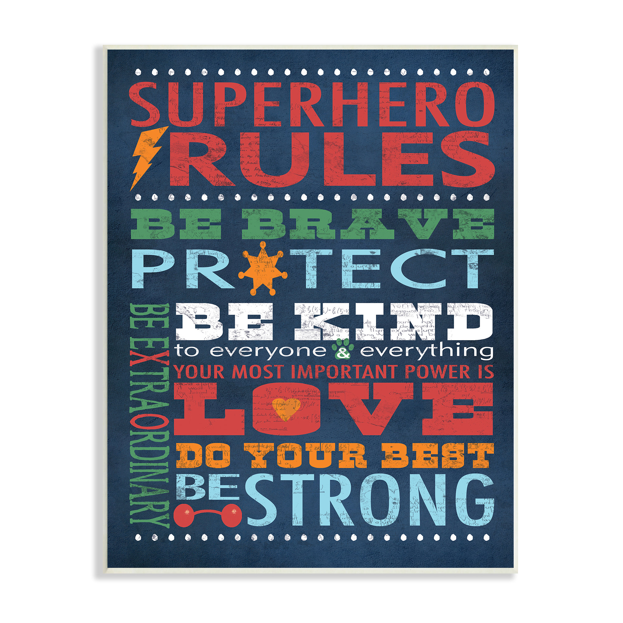 Stupell Industries Dark Blue Super Hero Rules - Textual Art | Wayfair