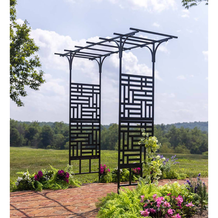 Plow & Hearth Geometric Pagoda Metal Garden Arbor | Wayfair
