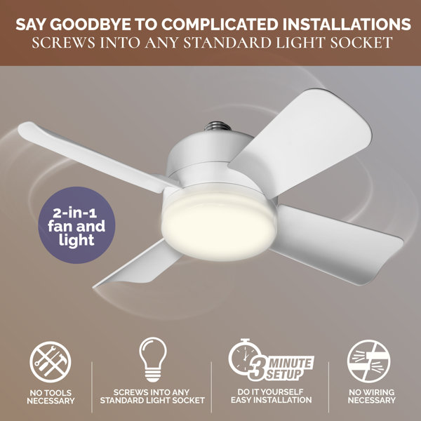 Bell + Howell Socket Fan, Ceiling Fan With 1000 Lumens Warm Light ...