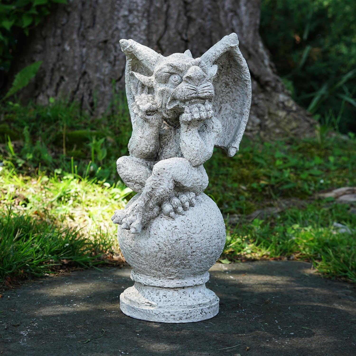 Northlight 13" Sitting Gargoyle on a Finial Outdoor Garden Statue | Wayfair