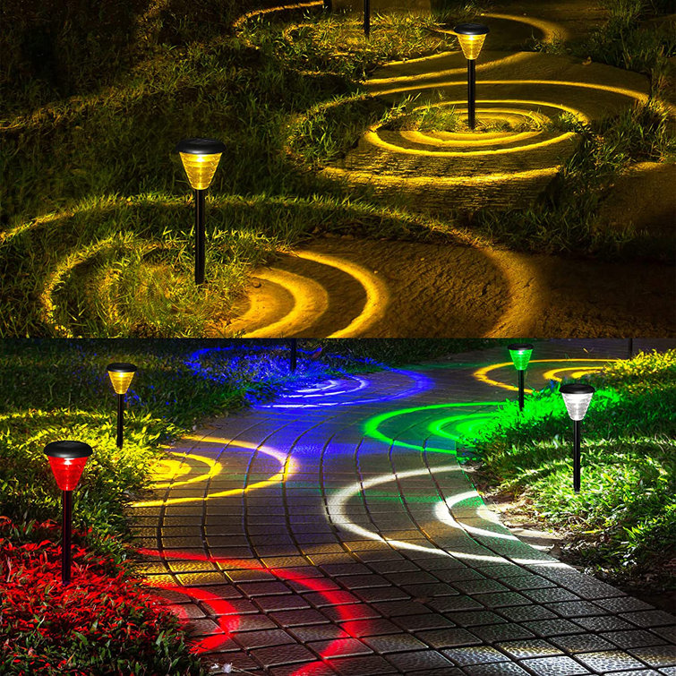 Exgreem Solar Pathway Lights, Rainbow Color Changing/warm White Solar ...