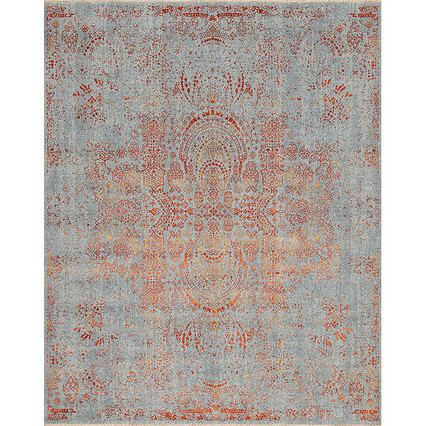 Samad Rugs Nirvana Couture Silk Damask Area Rug in Silver/Gold | Perigold