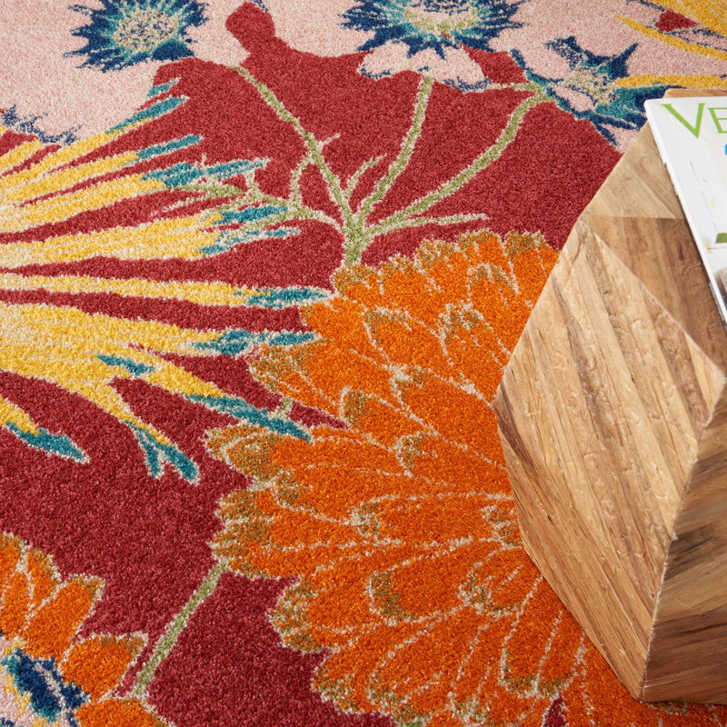 Winston Porter Madaket Performance Red/Yellow/Orange Rug & Reviews ...