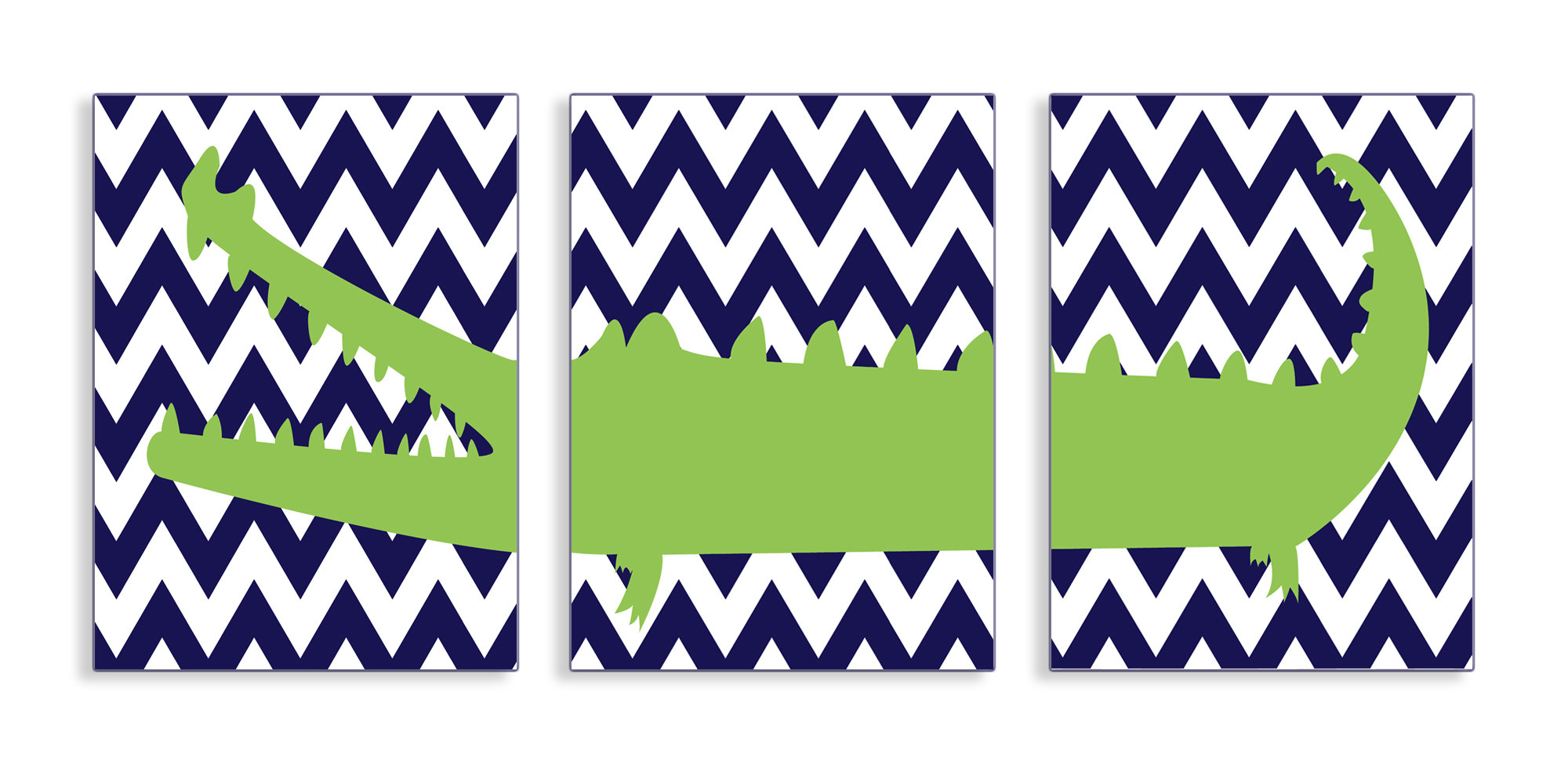 Viv + Rae Gupton 3 Piece Alligator with Chevron Triptych Wall Plaque ...