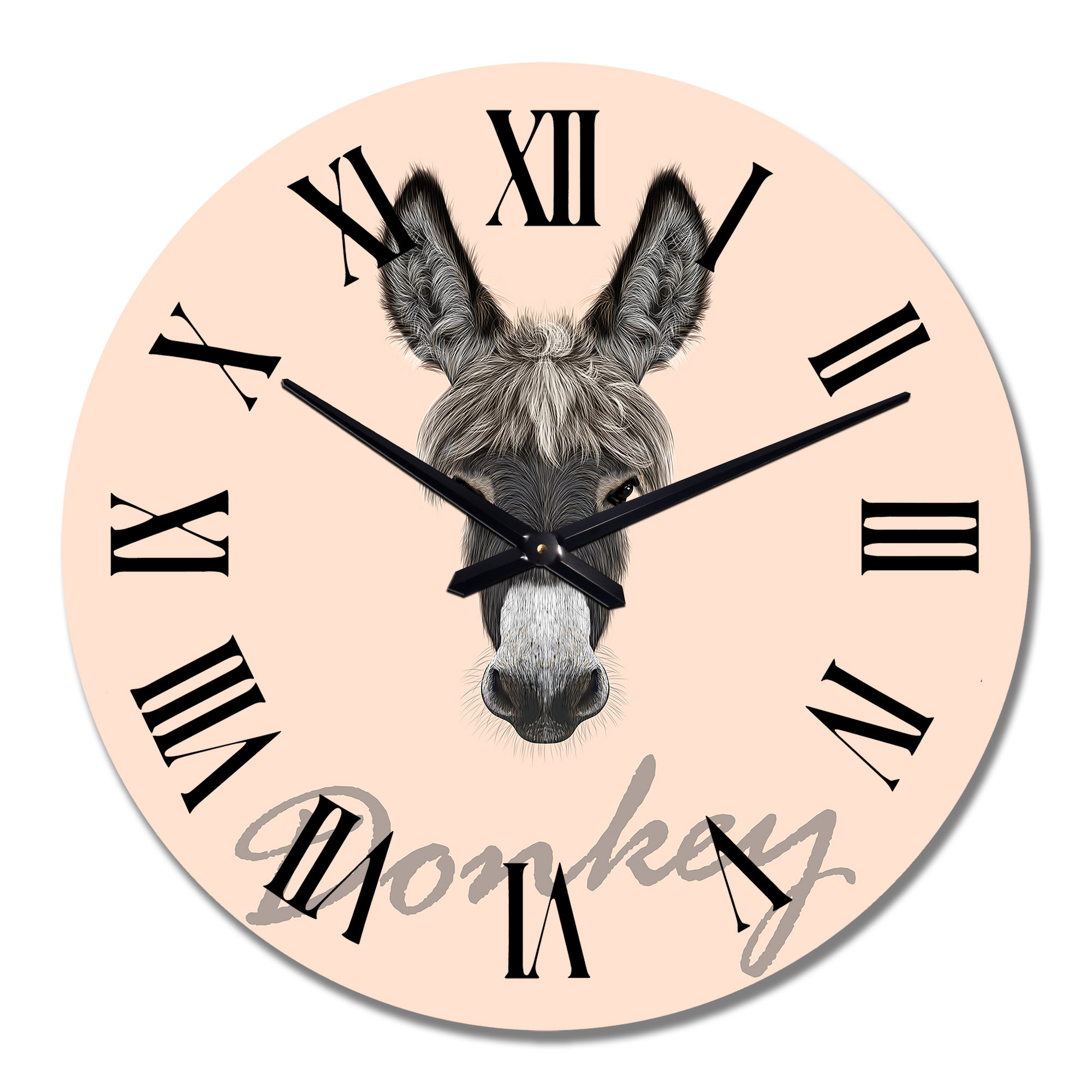 East Urban Home Farm Donkey Portrait - Traditional wall clock | Wayfair