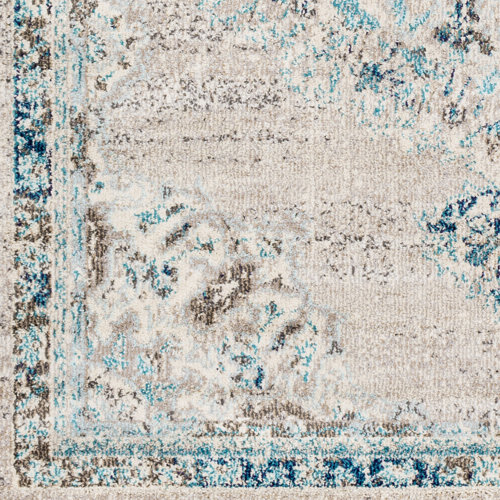Bungalow Rose Amanah Performance Beige/Gray/Blue Rug & Reviews | Wayfair