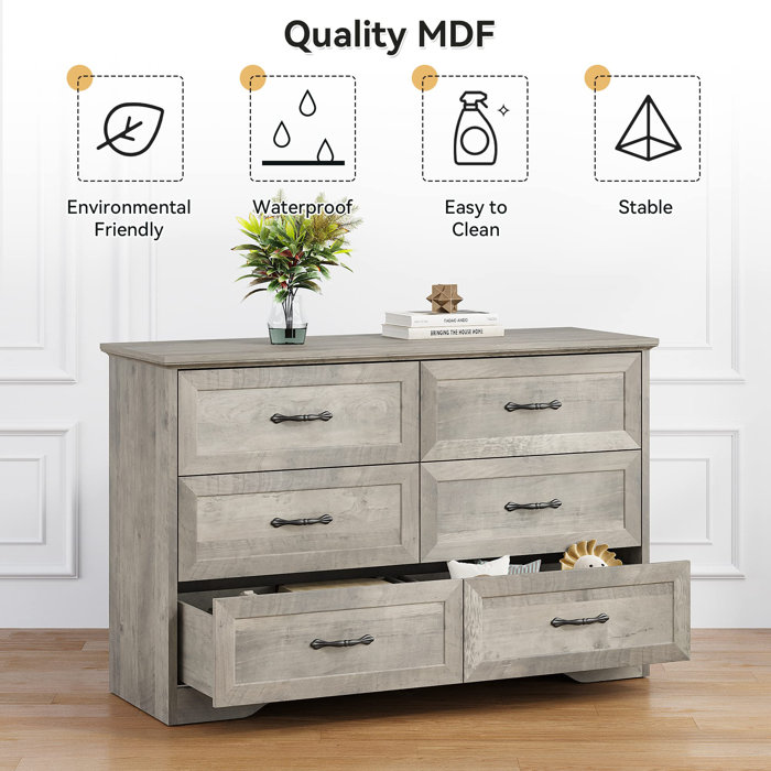 Millwood Pines Ahlina 6 Drawer 47.2" W Double Dresser | Wayfair
